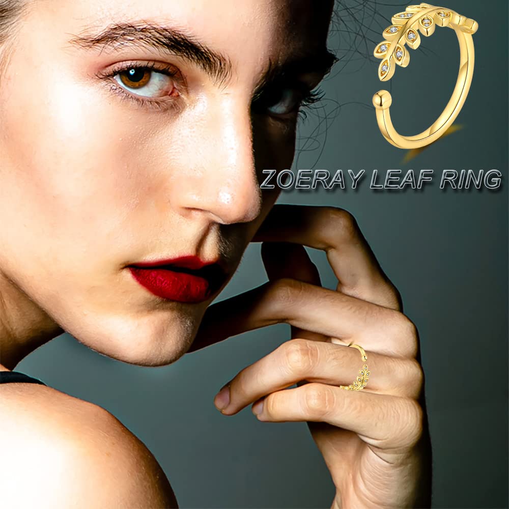 ZOERAY 12PCS Adjustable Stackable Rings for Women 14K Gold Silver Plated Knot Wave Heart Pearl Open Rings Knuckle Thumb Rings Set for Women
