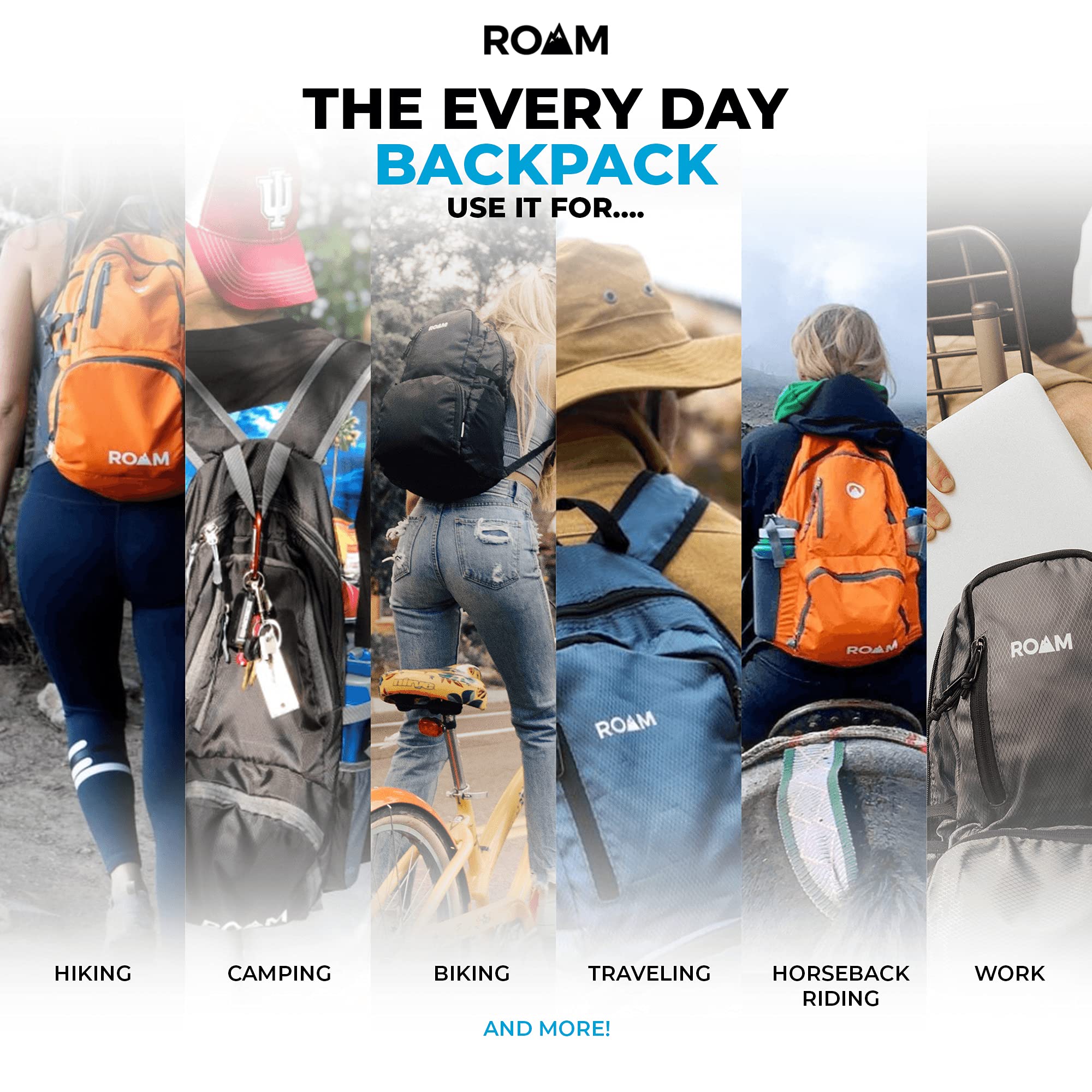 Roam 25L Hiking Daypack, Lightweight Packable Backpack, Rainproof, for Travel, Camping, Foldable, Durable, Water Resistant Ultra Light - Light Grey
