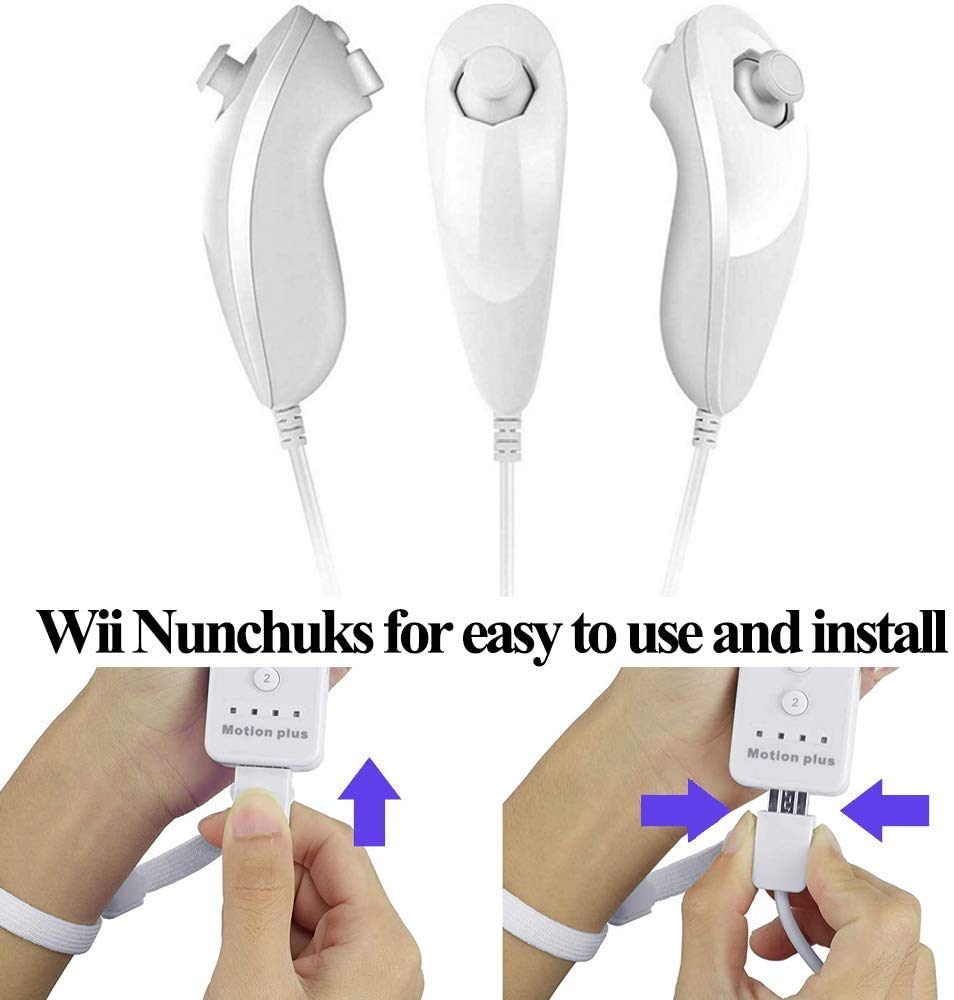 Wii Wireless Remote Motion Controller, Built-in Motion Plus Controller Remoto e Nunchuck con Custodia in Silicone per Wii (White)