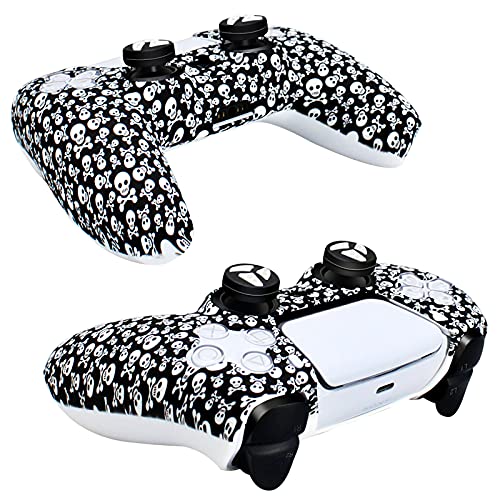 SIKEMAY PS5 Controller Cover Skin Case, Anti-Slip Thicken Silicone Protective, Perfectly Compatible with Playstation 5 Controller Grip with 10 x Thumb Grip Caps (Black Skull)