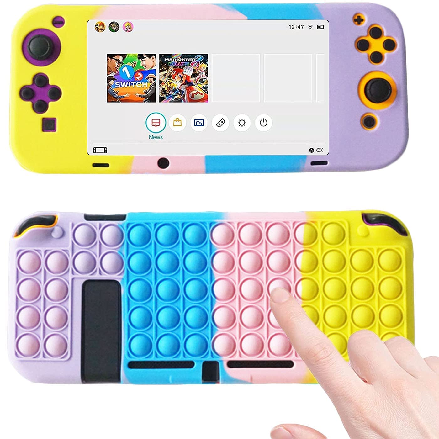 YB-OSANA Pop Bubbles Protective Case Compatible with Nintendo Switch Silicone Protective Case for Switch Cute Pop Protective Cover for Girls Boys