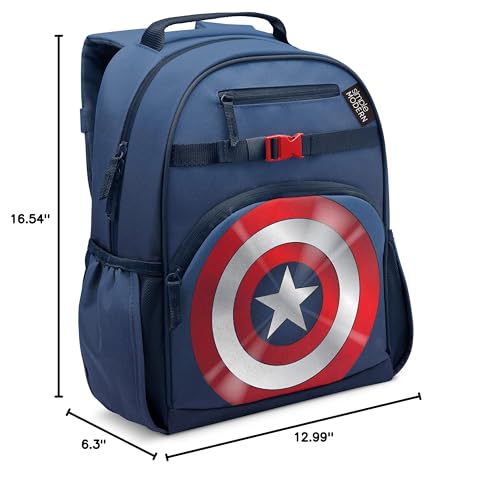 Simple Modern Marvel Kids Backpack for School Boys | Avengers Elementary Backpack for Teen | Fletcher Collection | Kids - Large (16" tall) | Captain America Shield