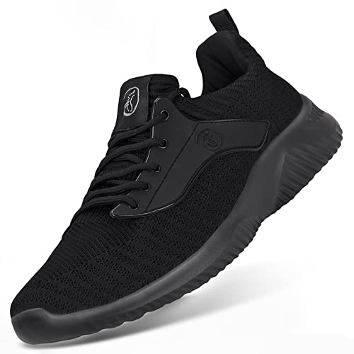 Womens Breathable Walking Shoes-Resistant Sport Tennis Shoes Fabric Lightweight Comfortable Casual Shoes Slip On Work Fitness Cycling Travel Sneakers All Black 9