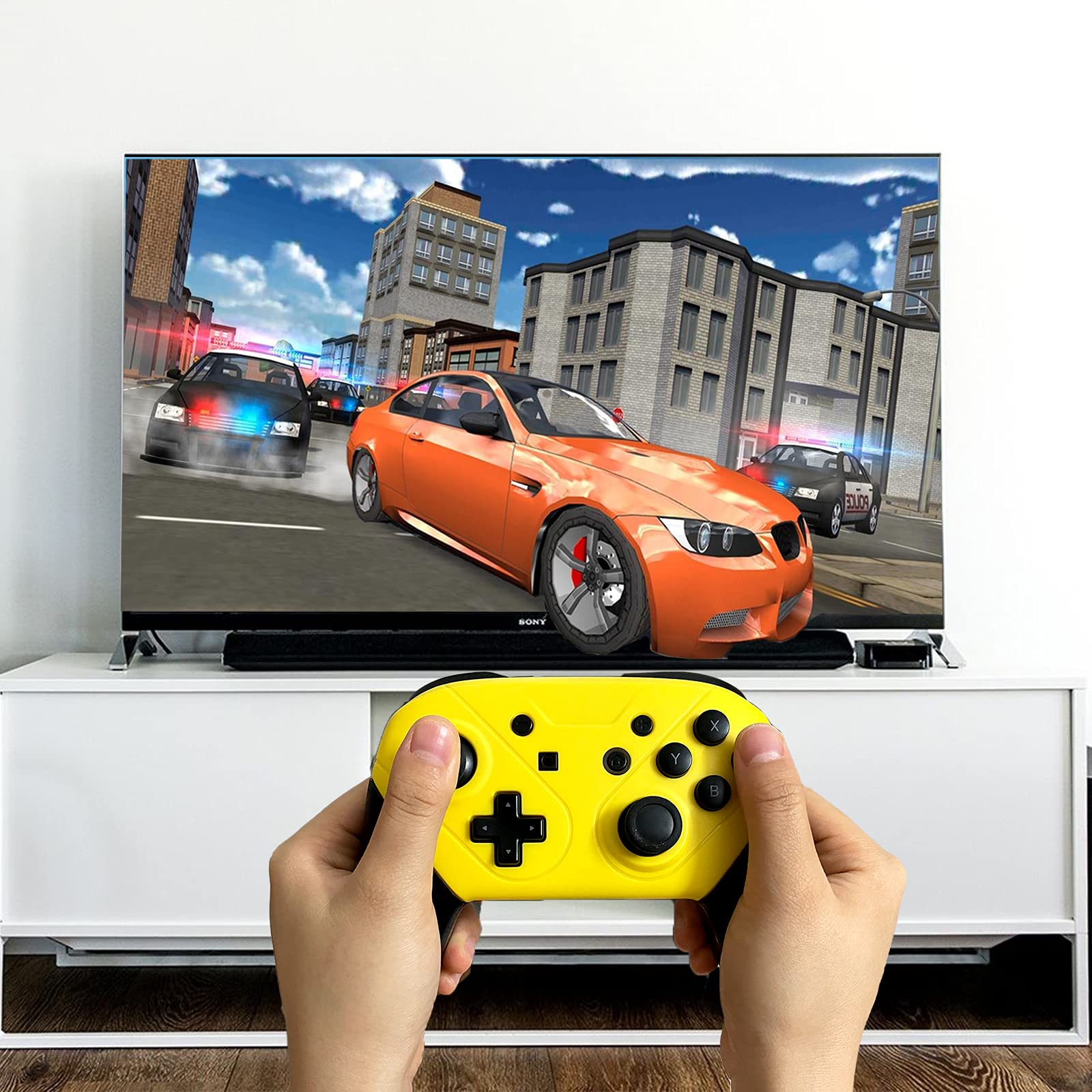 Switch Controller, Switch Pro Controller, Pro Controller Switch, Wireless Switch Controller for Switch/Lite/OLED Remote Gamepad Joystick with Motion Control/Dual Vibration/Wake up/NFC, Yellow/Black