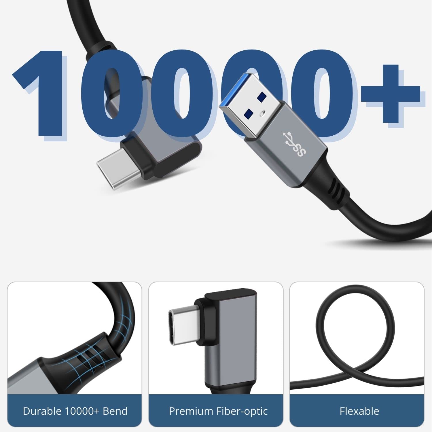 TNP Link Cable 20 FT Compatible With Oculus Quest 2 - USB 3.2 to Type C Link Cable VR Quest 2 - High Speed Data Transfer and Fast Charing Quest 2 Link Cable for VR Headset to Gaming PC