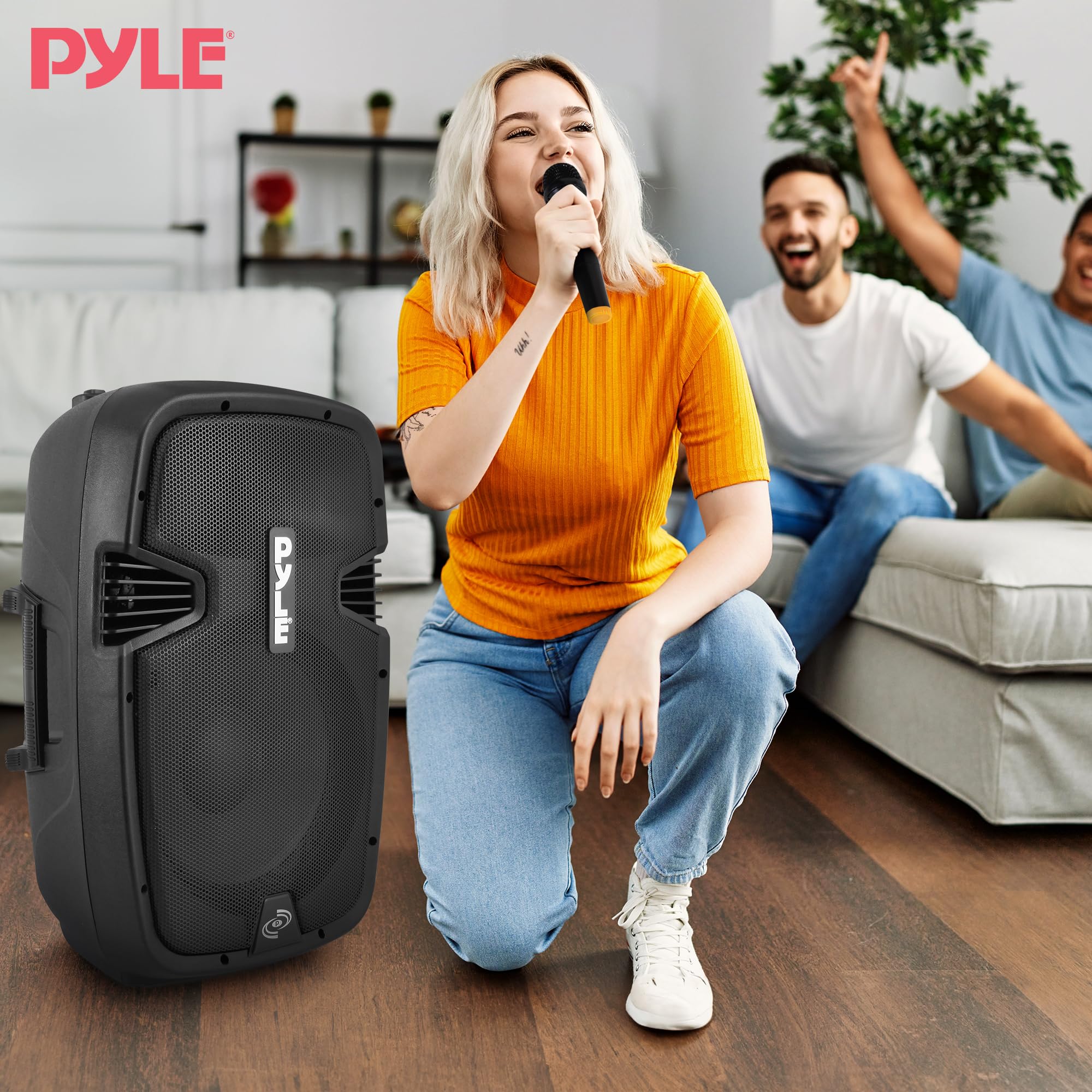 Pyle Wireless Portable PA Speaker System-Compatible with Bluetooth,Active Loudspeaker,1000 Watt Powered 2-Way Waterproof Amplifier, 12β Subwoofer, Tweeter, RCA, XLR, Mic In for Dj & Party-PPHP1241WMU