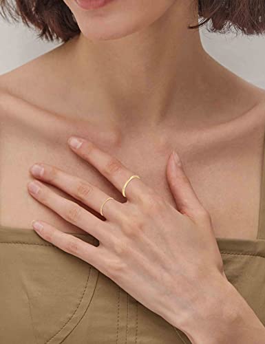 RLMOON 8PCS 14K Gold Plated Stacking Ring Set for Women Teen Danity Thumb Stackable Rings Gold Heart CZ Promise Eternity Rings Plain Band Size 4