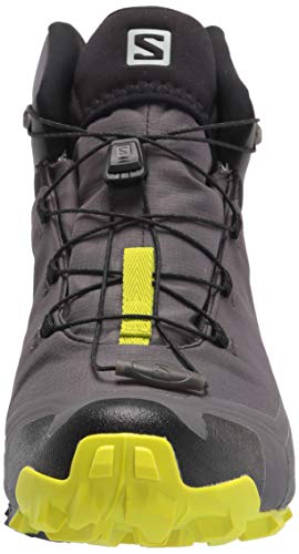 Salomon Cross MID Gore-TEX Hiking Boots for Men, Magnet/Black/Lime Punch, 10