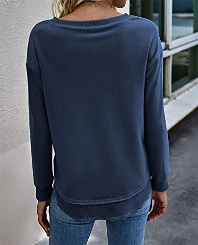 Womens Casual Funny Faith Spirituality Graphic Crewneck Sweatshirt Long Sleeve Loose Pullover Tops Shirts (Navy,Medium,US,Alpha,Medium)