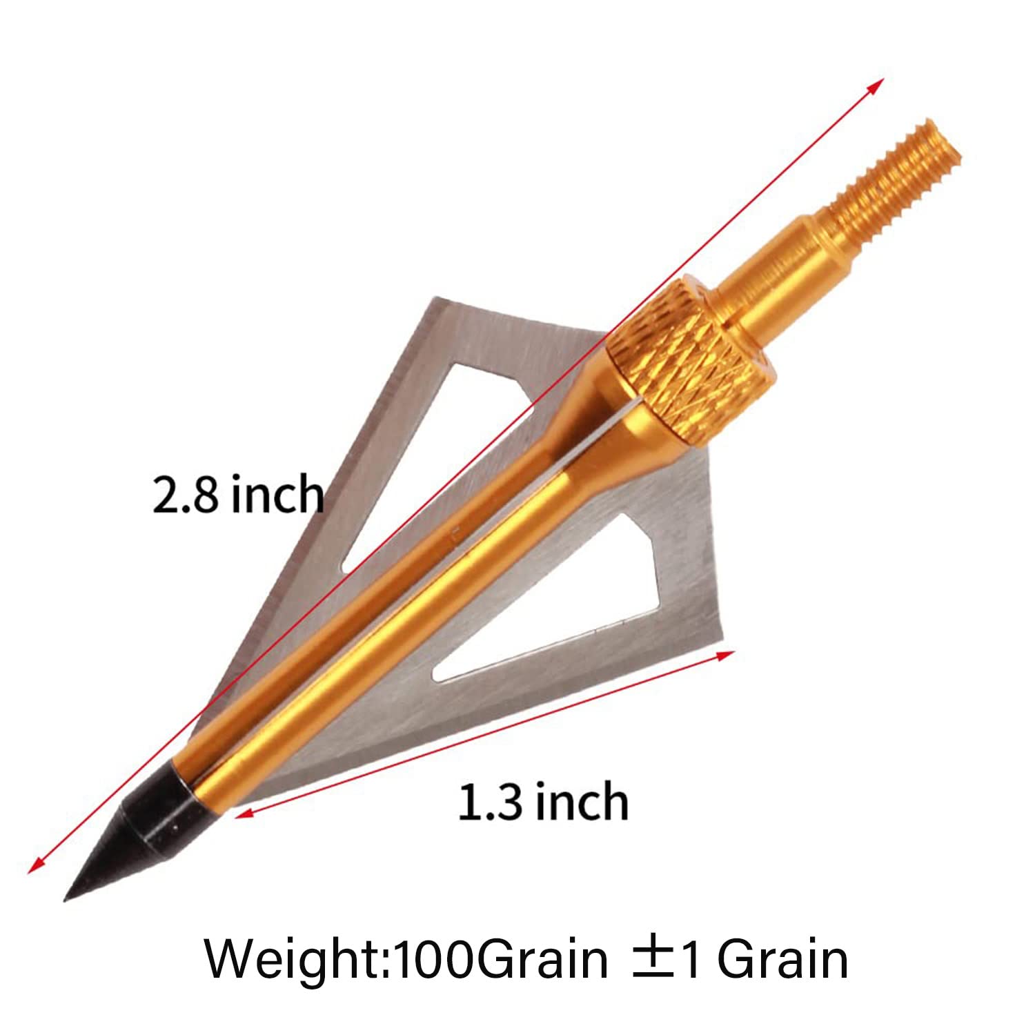SOPOGER Archery Broadhead 100 Grain Hunting Arrow Tips Arrow Heads 3 Blades Arrow Broadheads Screw-in for Crossbow Compound Bow(6 Pack) (Gold)