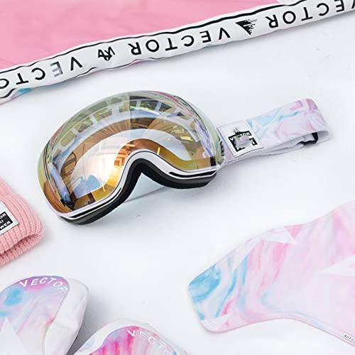 UXZDX CUJUX High Light Transmittance Interchangeable Lens Cloudy Day Ski Goggles Snow Glasses Men Women Anti-Fog Coating Skiing (Color : B, Size : One Size)