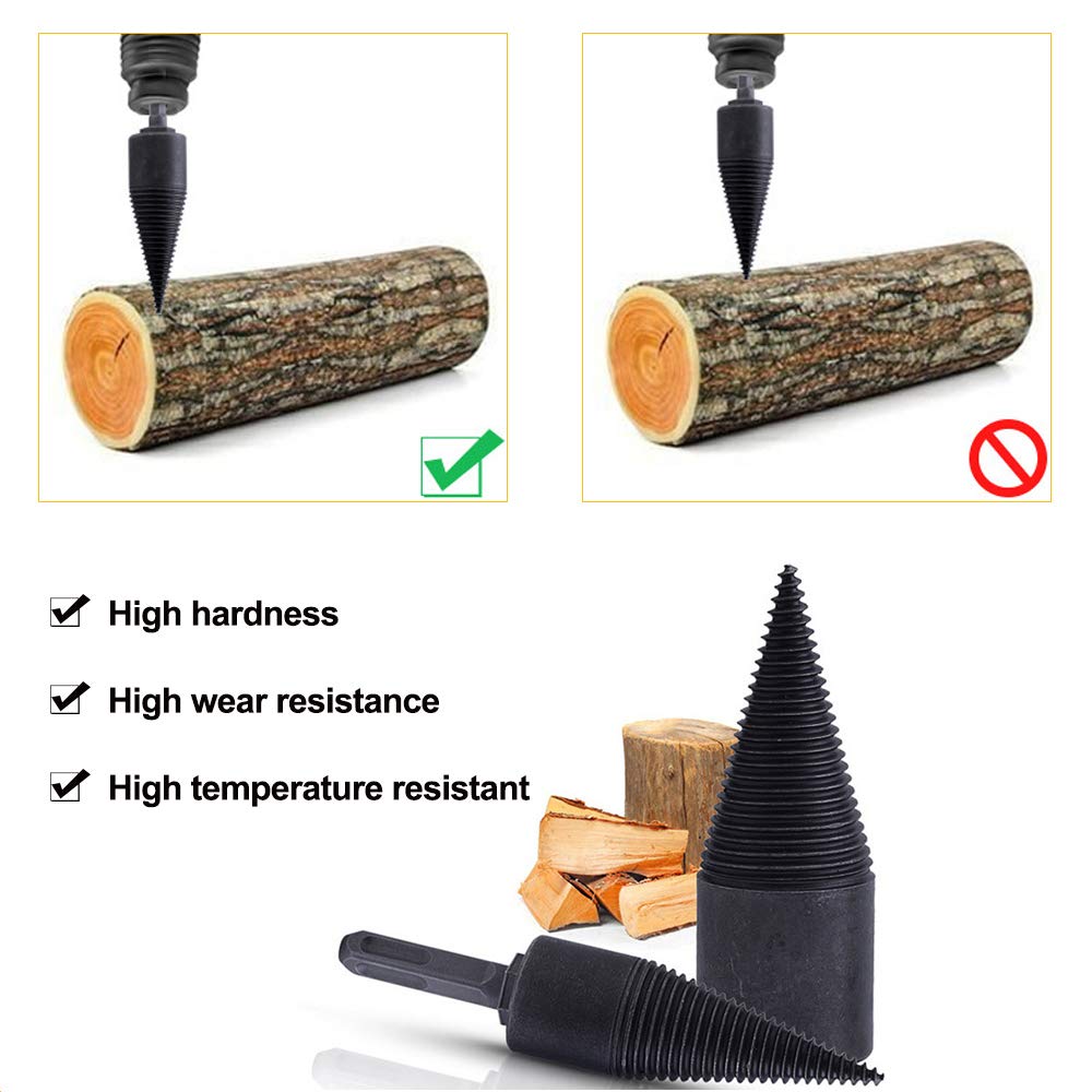 sportuli Firewood Drill Bit Wood Splitter - Hex Shank Log Breaker Reamer Woodworking Tools for Electric Drill Machine 32mm