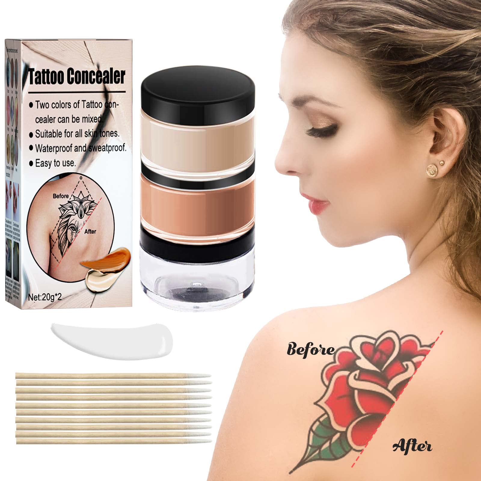 Tattoo Cover Up, 2 Colors Makeup Waterproof, Invisible Skin Concealer Set, Long Lasting Suitable for and Scars, Dark Spots, Vitiligo, 0.07 kilograms