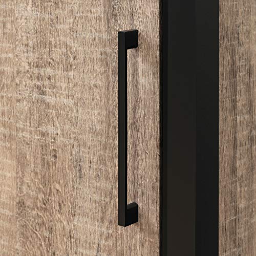 South Shore Munich Buffet with Sliding Door-Weathered Oak and Matte Black
