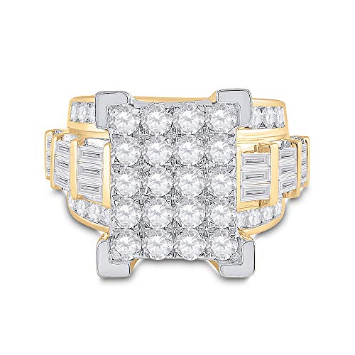 Women's Solid 14kt Yellow Gold Round Diamond Cluster Bridal Wedding Engagement Ring 4 Cttw Ring Size 7