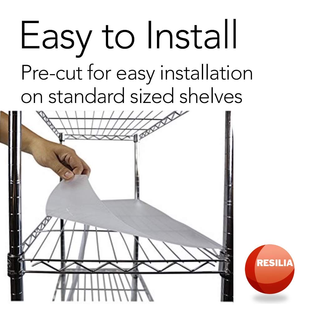 Resilia Shelf Liner Set for Wire Shelving Units β 5 Pack, 18 Inches x 36 Inches, Clear Vinyl, Heavy Duty, Made in The USA, for Kitchen, Bathroom, Garage Storage