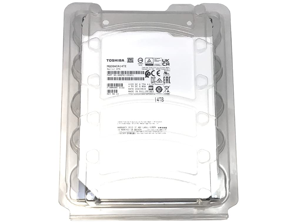 Toshiba MG Series Enterprise 14TB 256MB Cache 7200RPM SATA 6.0Gb/s 3.5" Internal Enterprise Hard Drive (MG08ACA14TE)
