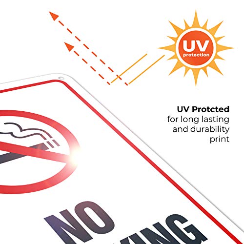 Sigo Signs - No Smoking Metal Sign, (4 Pack) 10x7 Inches, Rust Free .040 Aluminum, Fade Resistant, Made in USA