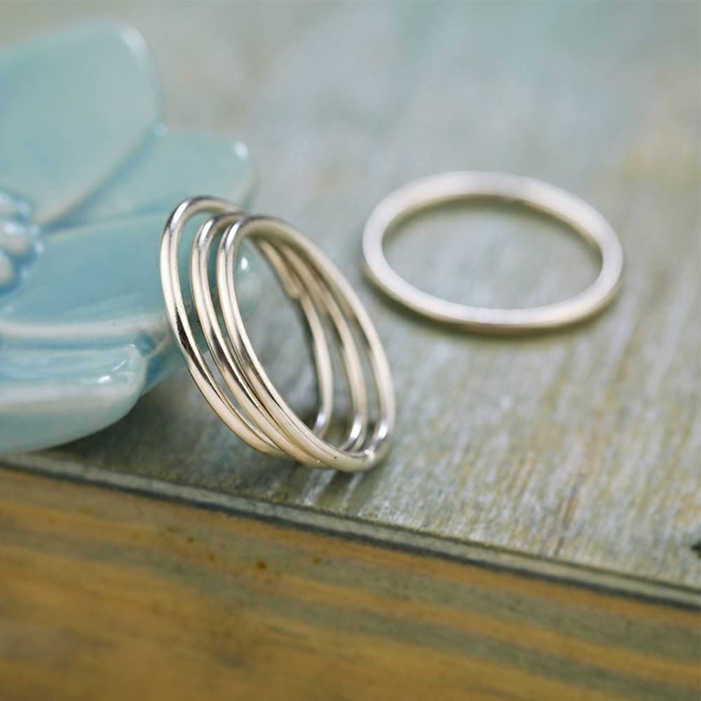 SILBERTALE 8pcs Thin Knuckle Rings for Women Sterling Silver Midi Stacking Ring Set Pinky Thumb Ring Wedding Band Comfort Fit Size 2.5-8.5