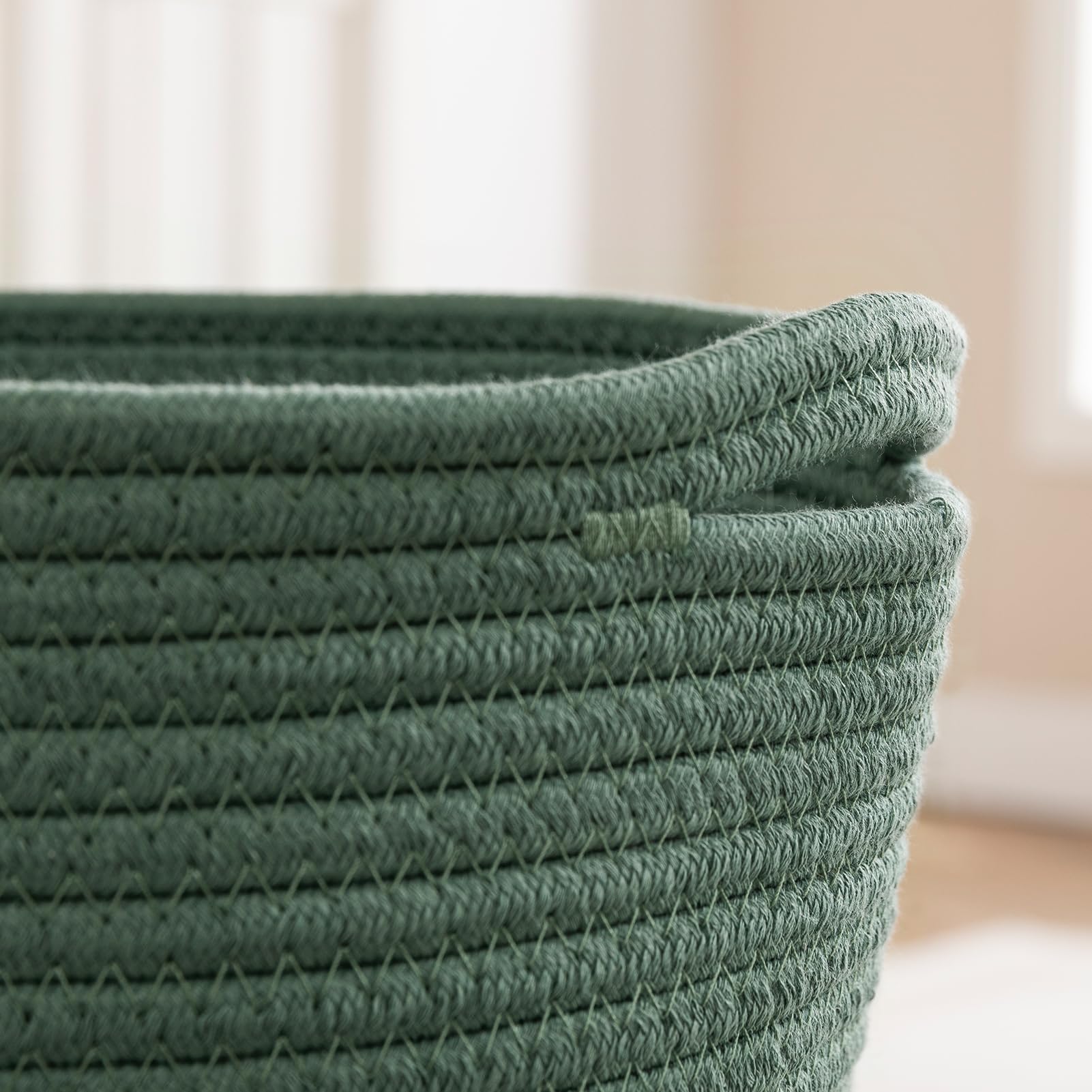 UBBCARE Small Basket for Organizing 13x8.66x5.11'', Soft and Skin-friendly Small Woven Baskets for Storage, Baskets for Gifts Empty, 3 Packs Oval Small Storage Basket, Green