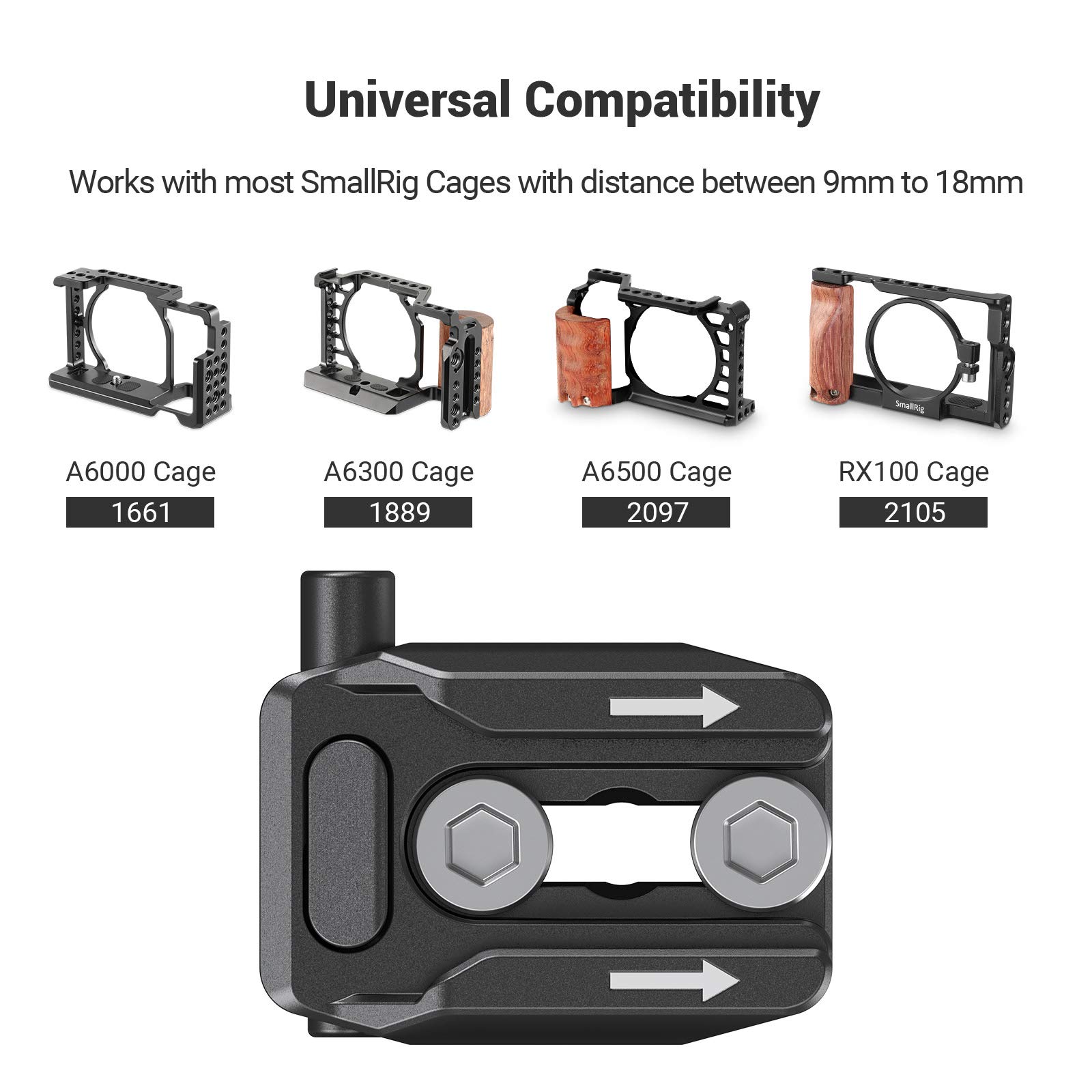SmallRig Cold Shoe Mount Adapter with Safety Release for Camera Cage Flash LED Monitor - BUC2806