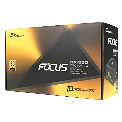 Seasonic FOCUS GX-550, 550W, Full-Modular, Fan Control in Fanless, Silent, and Cooling Mode, Perfect Power Supply for Gaming and Various Application, SSR-550FX.