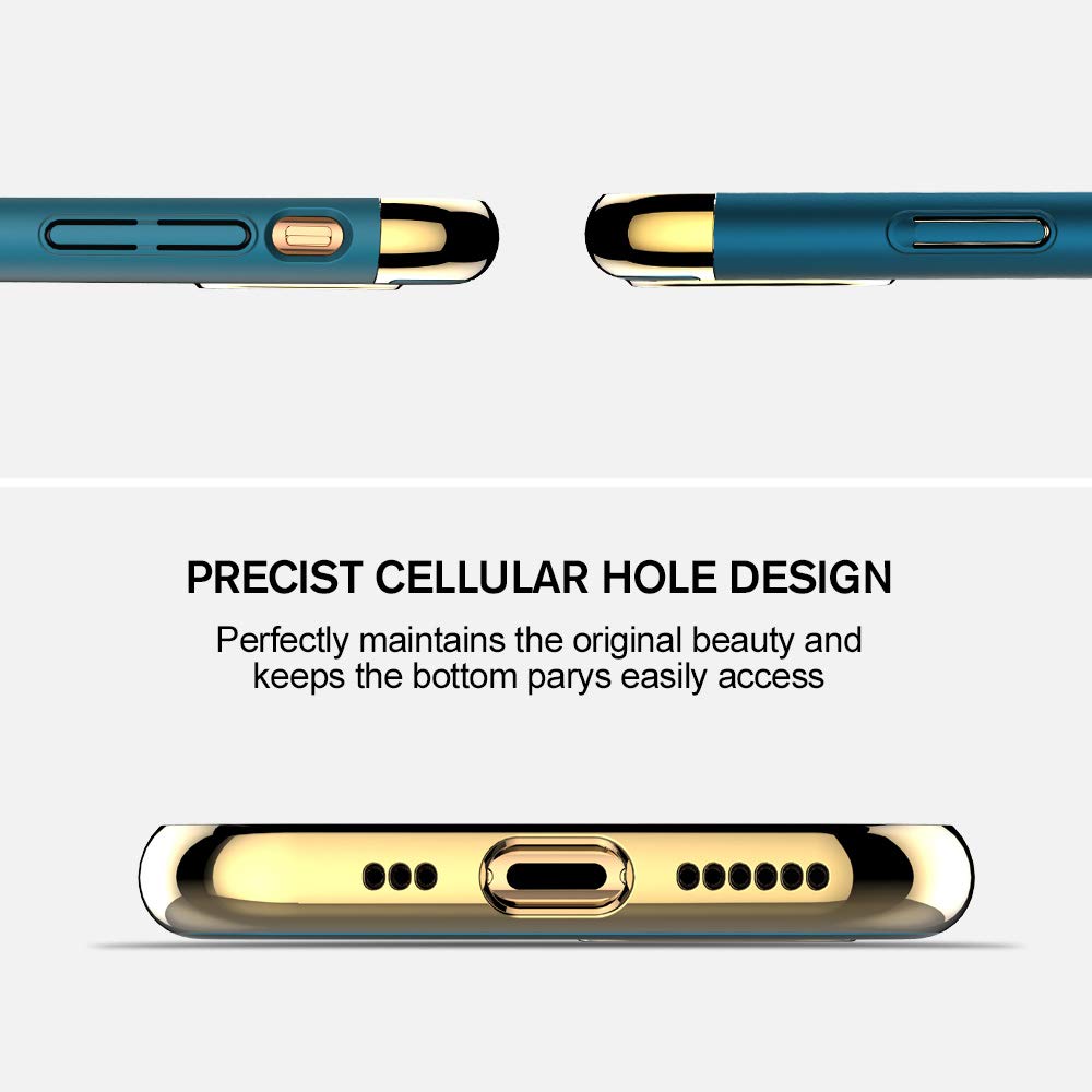 RORSOU iPhone 11 Pro Max Case, 3 in 1 Ultra Thin and Slim Hard Case Coated Non Slip Matte Surface with Electroplate Frame for Apple iPhone 11 Pro Max (6.5")(2019) - Dark Green