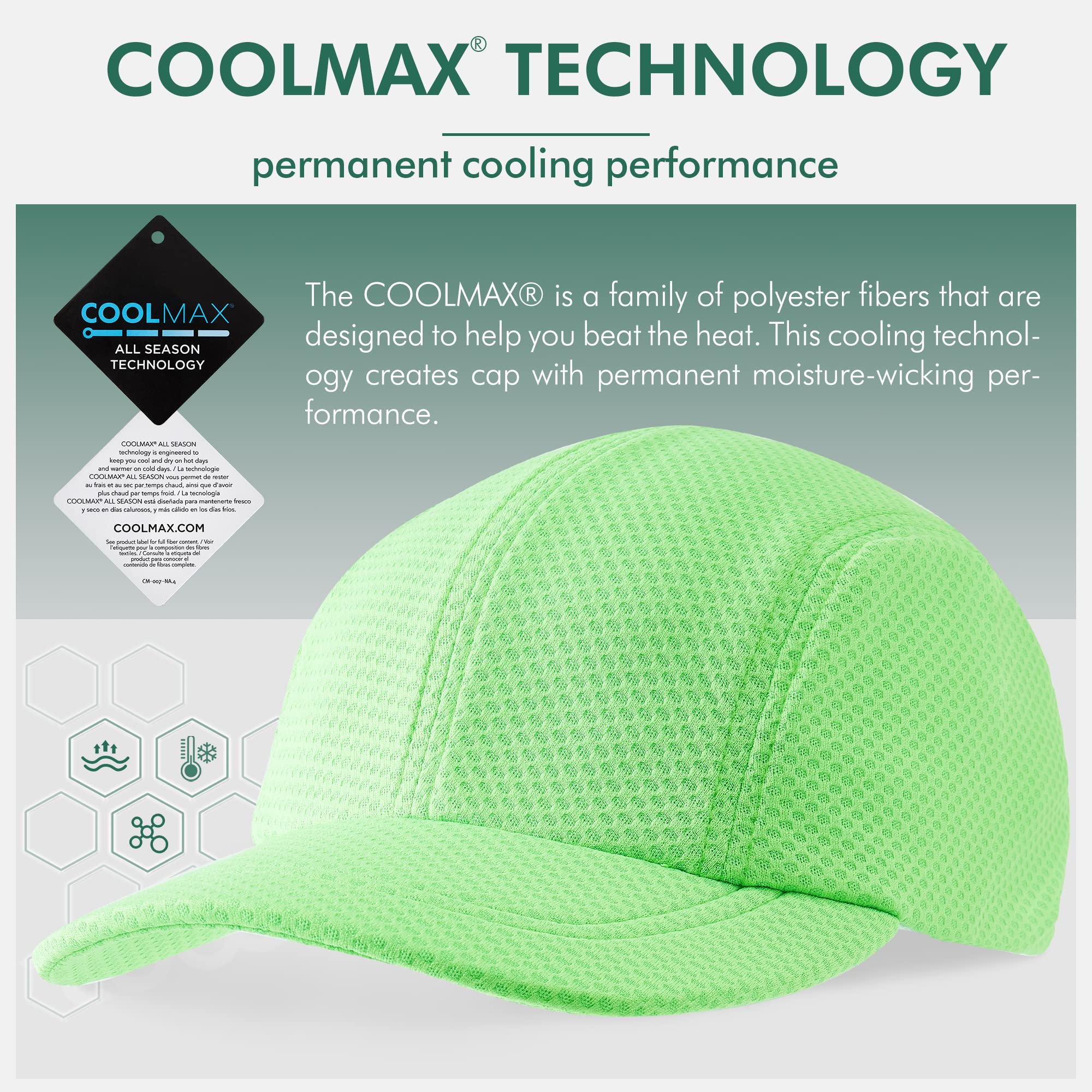 zowya Breathable Quick Drying Outdoor Sport Hat Evaporate Sweat Unstructured Running Climbing, Golf Cap for Men Women Paradise Green