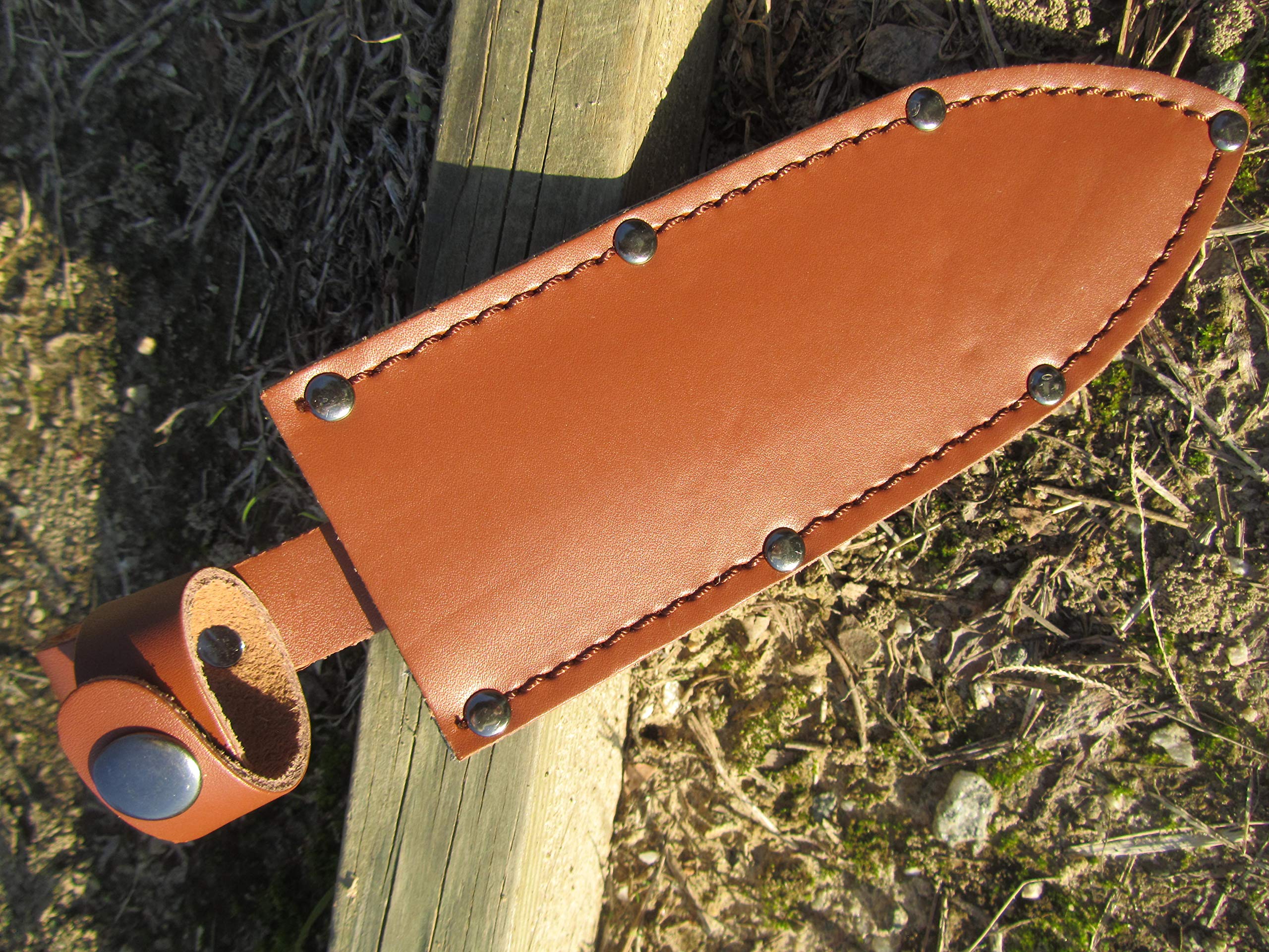RiverView Enterprise Knife Sheath Riveted Genuine Leather - Up to 7-inch Single/Double Edge Blade β Riveted Belt & Handle Loops β Hori Hori, Hunting, Camping, Fishing, Tactical, Outdoor