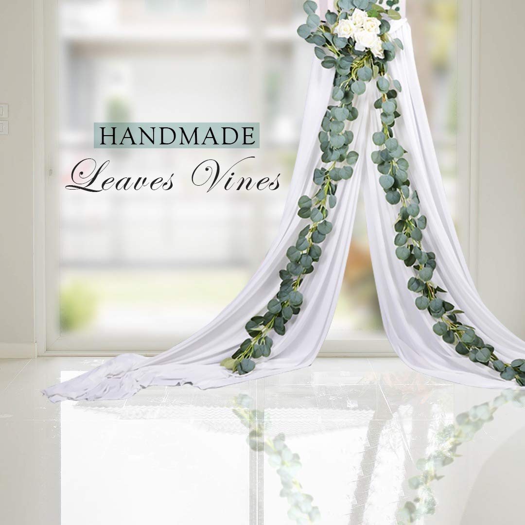 Rosary 3 Pack Artificial Eucalyptus Garland Greenery Leaves | Garlands for Engagement Party Decorations & Vines Faux for Home Table Decoracion - Hanging Plants Wedding Backdrop Arch Wall Decor