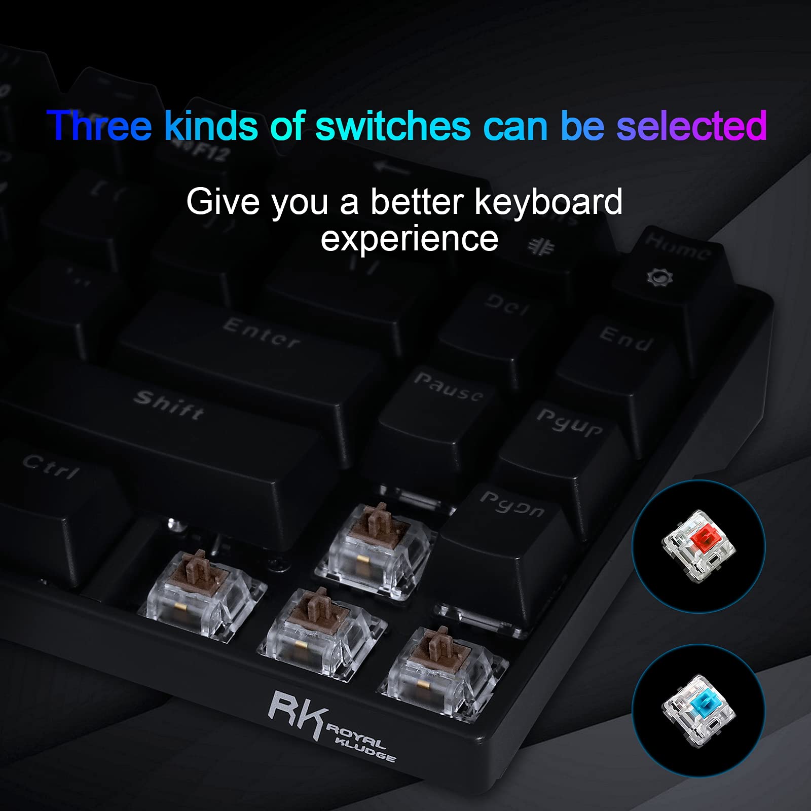 RK ROYAL KLUDGE RK71 Mechanical Keyboard 70% Compact Bluetooth Keyboard 71 Keys,Tenkeyless USB Wired/Wireless Portable Gaming/Office with Stand-Alone Arrow Keys for Windows MacOS (Red Switch-Black)