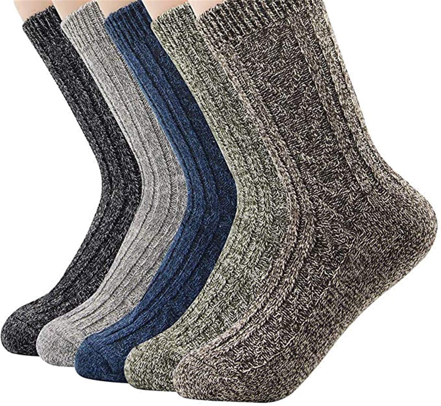 Women Socks Winter Warm Thick Soft Wool Socks Christmas Gifts Cozy Crew Vintage Socks Boot Socks Athletic Hiking socks 4 Pairs Geometric Stripe One Size