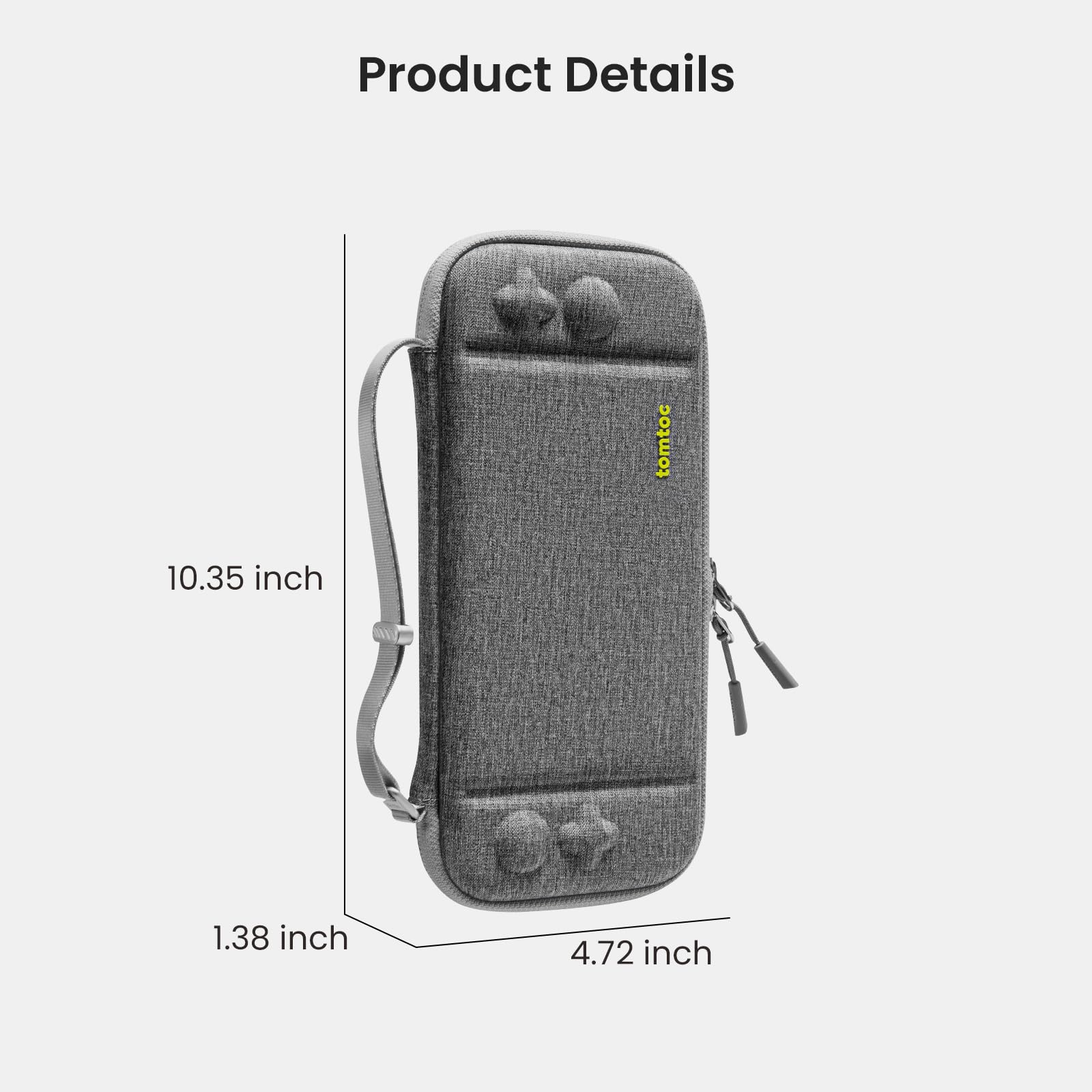 tomtoc Slim Carrying Case for Nintendo Switch / OLED Model, Protective Switch Sleeve with 10 Game Cartridges, Hard Portable Travel Carry Case, with Original Patent and Military Grade Protection, Gray