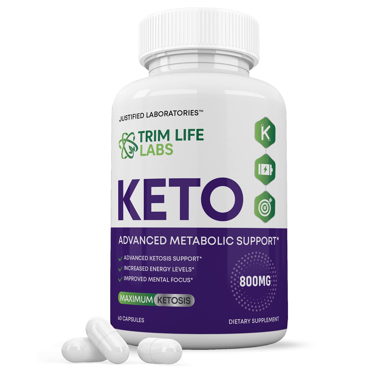Trim Life Labs Keto Pills Includes Apple Cider Vinegar Panted goBHB® Exogenous Ketones Advanced Ketogenic Supplement Ketosis Support for Men Women 60 Capsules