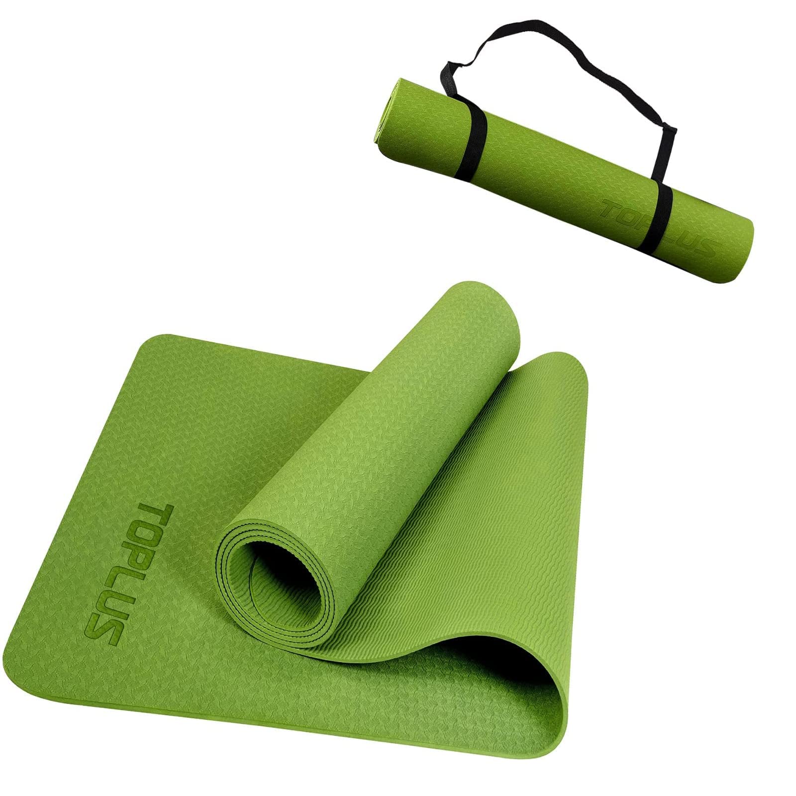 Yoga Mat, Thick Yoga Mat Double-Sided Non Slip Eco Friendly Fitness Exercise Mat with Strap