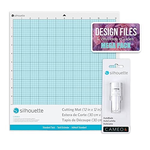 Silhouette Cameo 4 Autoblade & 12" x 12" Silhouette Cameo Cutting Mat Bundle with Designs