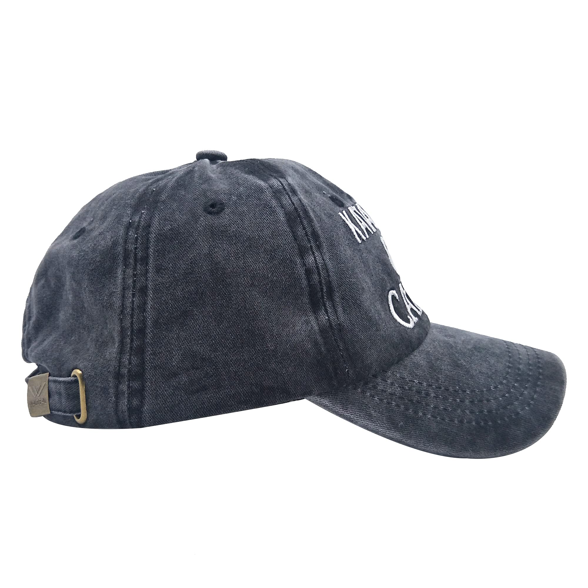 Waldeal Women's Kayak Hair Don't Care Embroidered Ponytail Hat, Adjustable Dad Hat Washed Baseball Cap Black