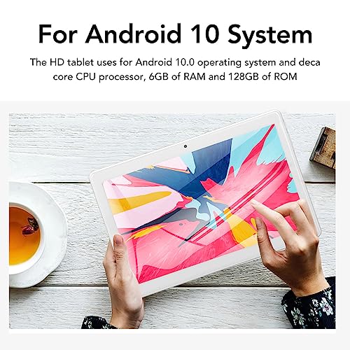 UPQRSG 10.1 Inch Tablet for 10, 6GB 128GB Tablets with 8800Mah, 1960X1080 IPS HD 8MP 16MP Camera, 10 Core Processor 2.4G 5G Dual Band WiFi, Gold Tablet 100‑240V(US)