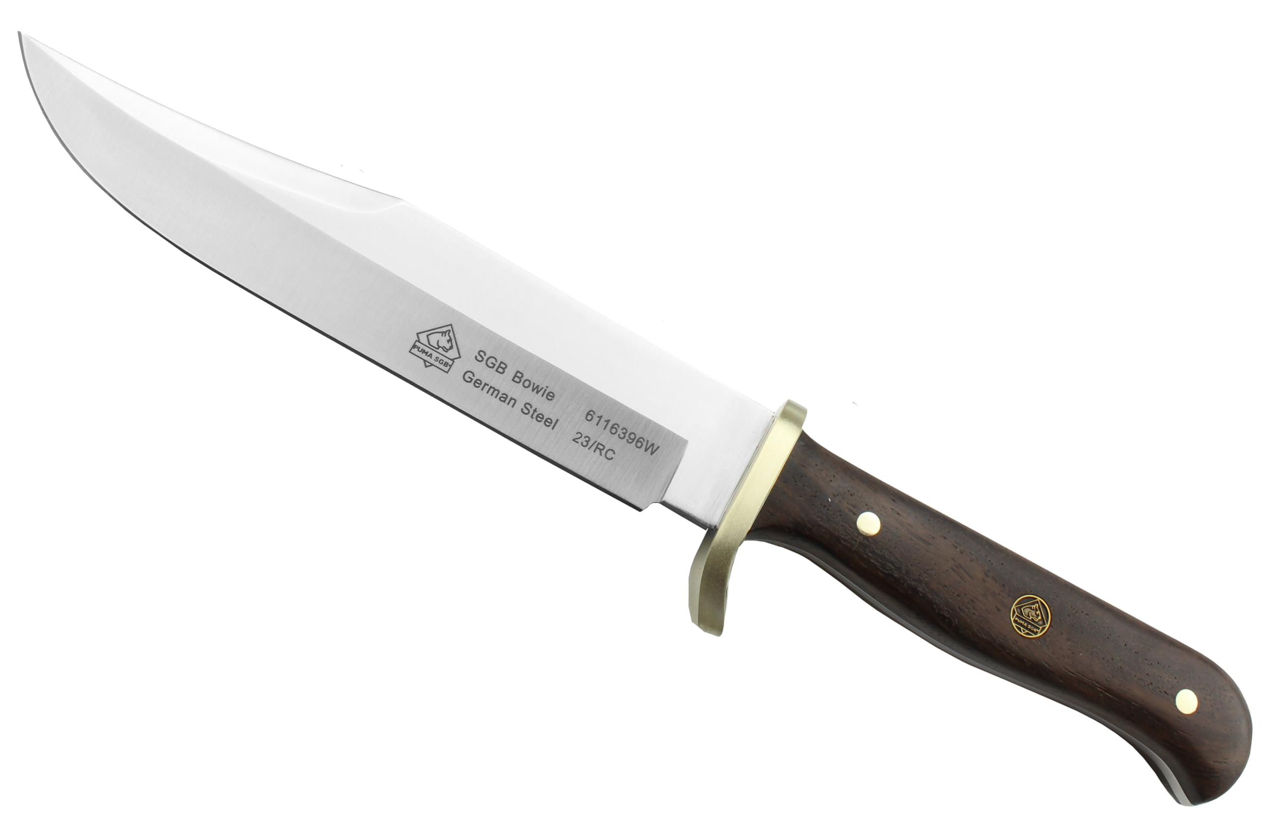 PUMA SGB Bowie Jacaranda Wood Hunting Knife with Tethered Brown Leather Sheath