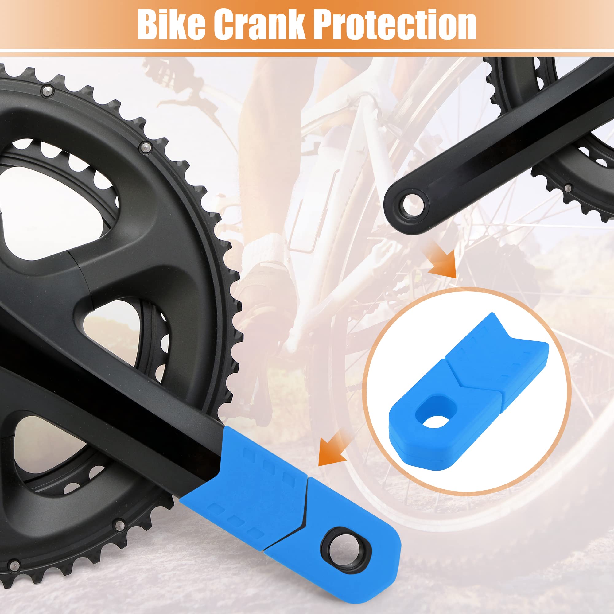 X AUTOHAUX Pair Silicone Bicycle Cycling Crank Boot Protectors Mountain Bike Gel Sleeve Crank Arm Cover Protection Blue