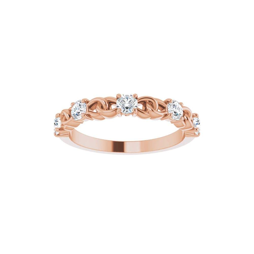 Solid 14k Rose Gold 1/2 Cttw Diamond Stackable Wedding Anniversary Link Ring Band (.50 Cttw) (Width = 3.1mm) - Size 5
