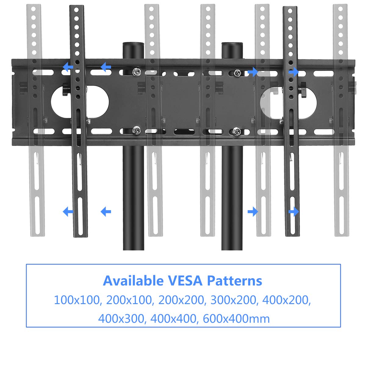 Suptek Mobile TV Cart Rolling TV Stand Mount with Wheels and Shelf for 32-70 inch LCD, LED, Plasma, Flat Screen Max VESA 600x400 (ML5074-3)