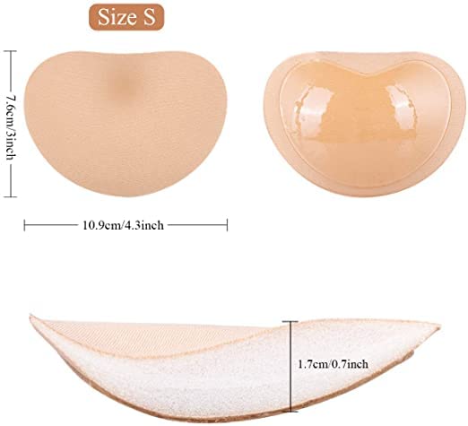 Silicone Bra Inserts Pads Self-Adhesive Bra Enhancer Breathable Push Up Bra Pads Lift Breast Pads (Beige - 3 pairs)