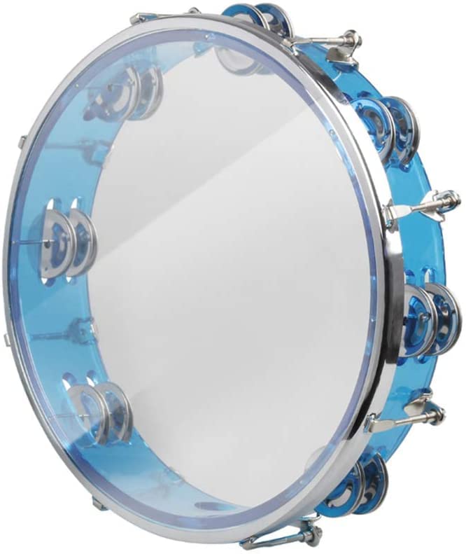 Vilihkc Tambourine Adjustable Tone Hand Drum Double Row Metal Jingles Hand Bell Performance Level Handheld Percussion