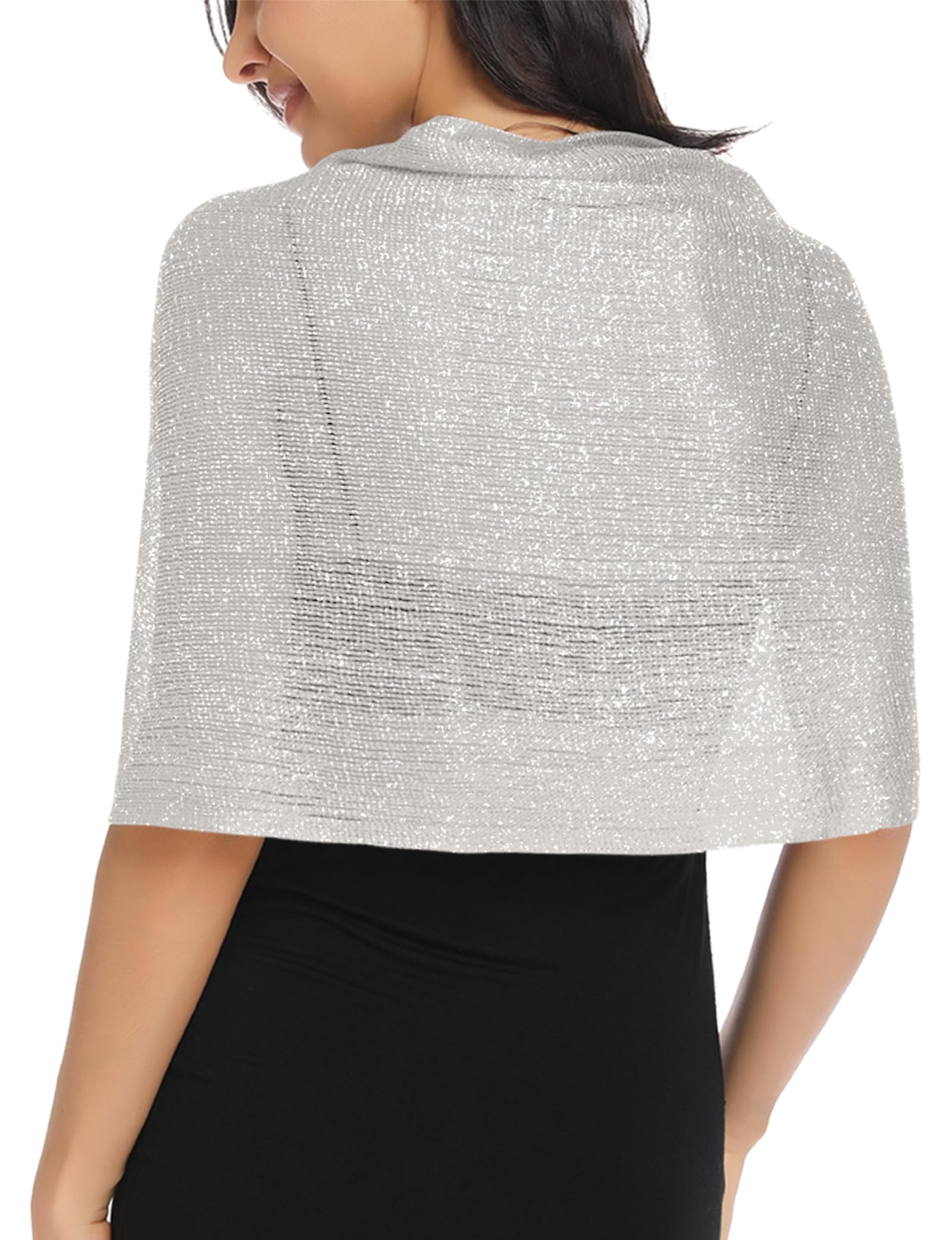 Silver Shawls and Wraps for Evening Dresses Shall for Women Dressy Shawls for Evening Wear Transparent Scarf for Dresses (Silver)
