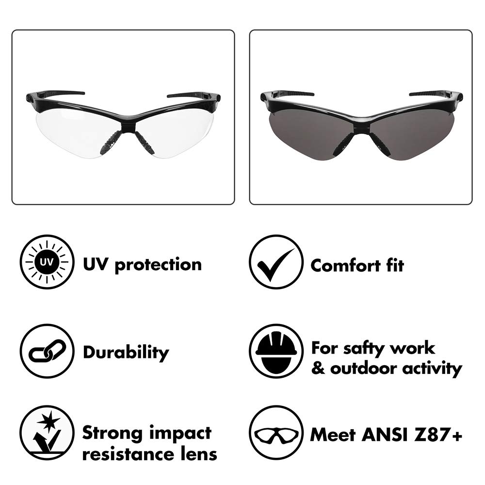 ROAR Clear Premium Safety Glasses 6 pairs per box Eyewear Protective Glasses Safety Goggle Airsoft Goggle, Strong Impact Resistant Lens for Laboratory, Construction, Industrial Safety, Craft