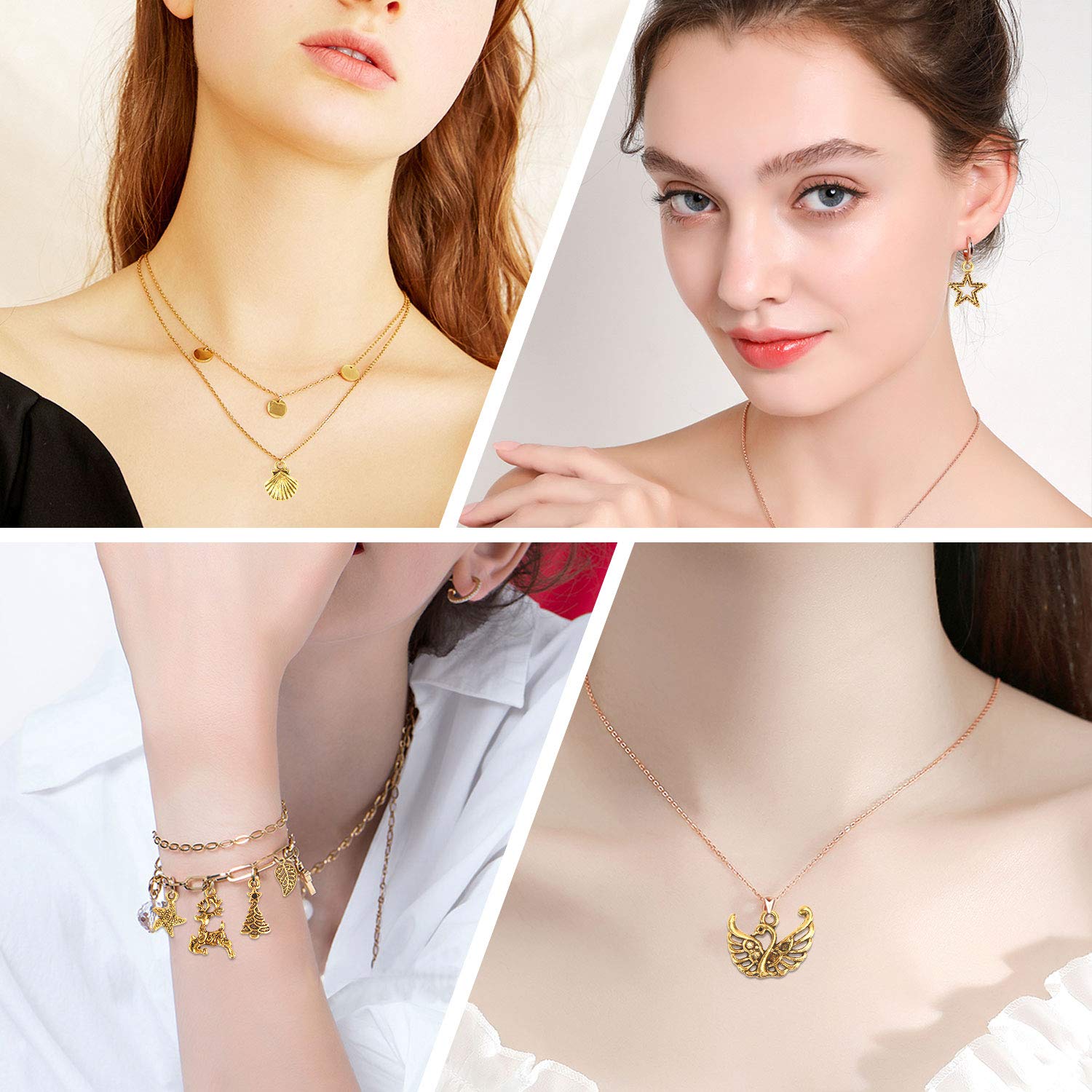 SANNIX 200Pcs Gold Charms Bulk Antique Gold Charms for Jewelry Making Charm Bracelet Necklace Earrings DIY Craft Making