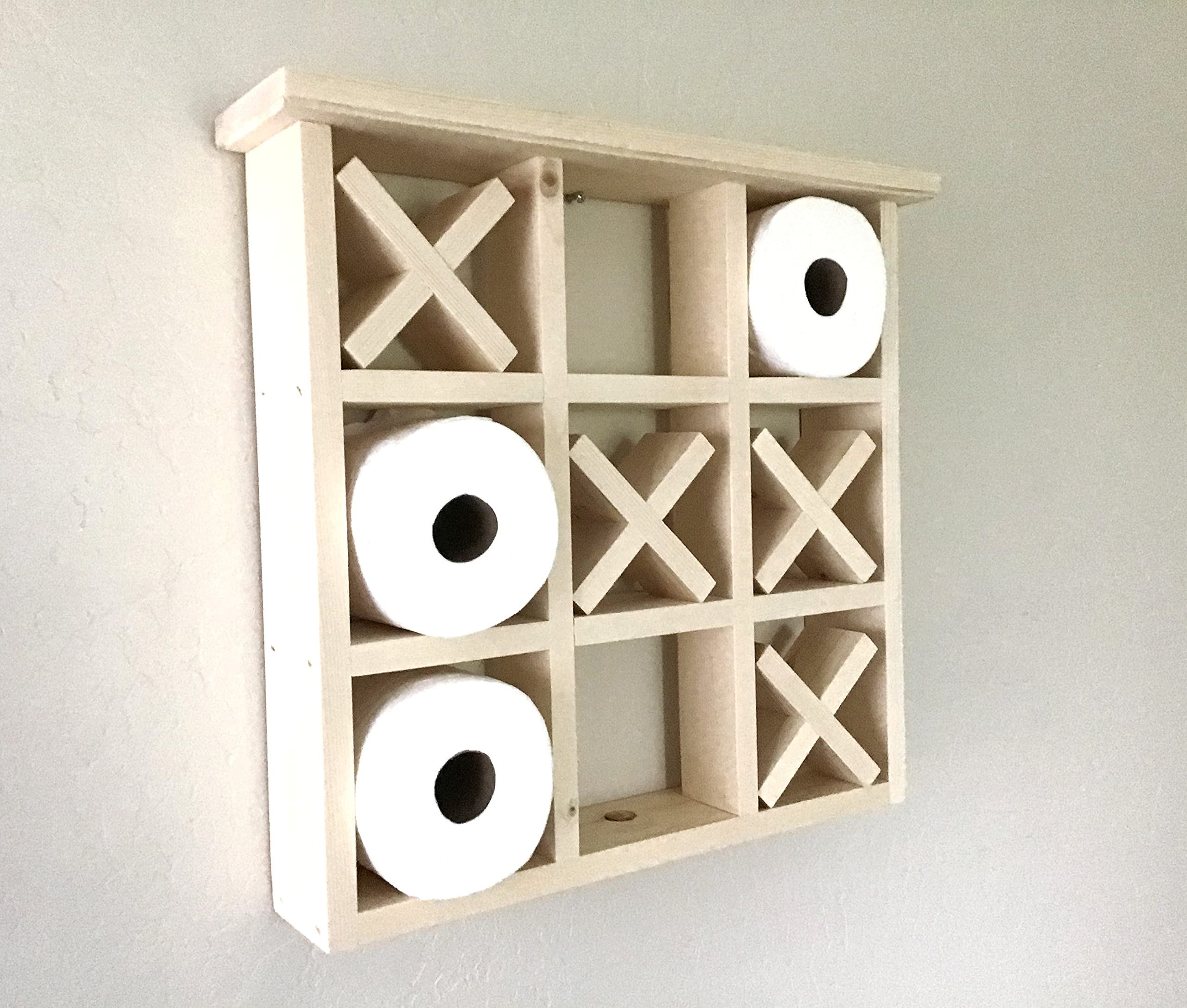 Tic Tac Toe Bathroom Toilet Paper Storage Shelf- NEW DESIGN- Handmade-NO ASSEMBLY REQUIRED-Bathroom Wall Decor