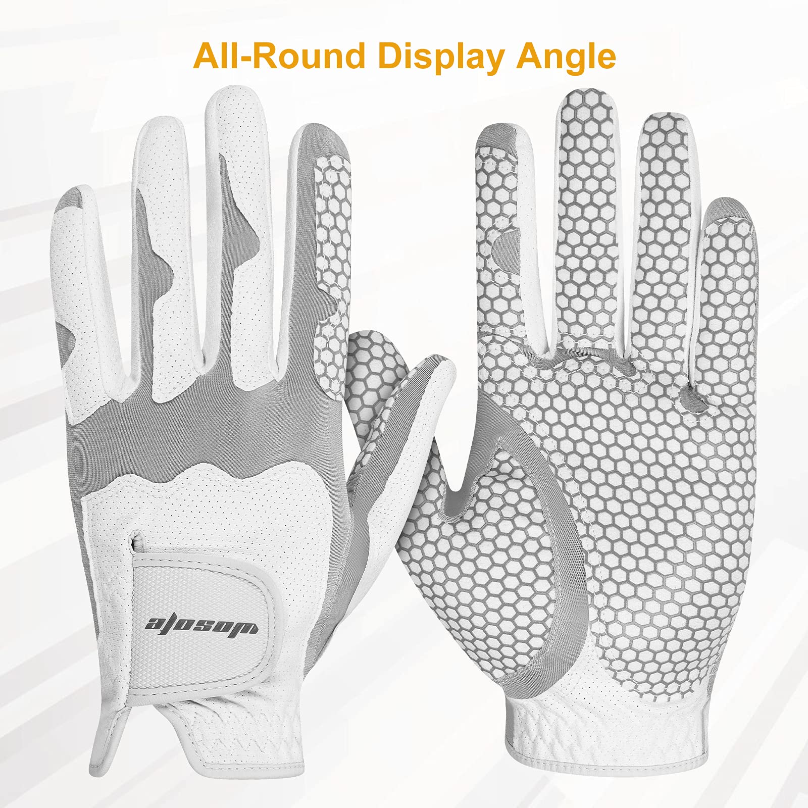 wosofe Golf Gloves for Men’s Left Hand Lycra Korean Nanometer Grip Soft Comfortable Pack of 2 (Medium/large)