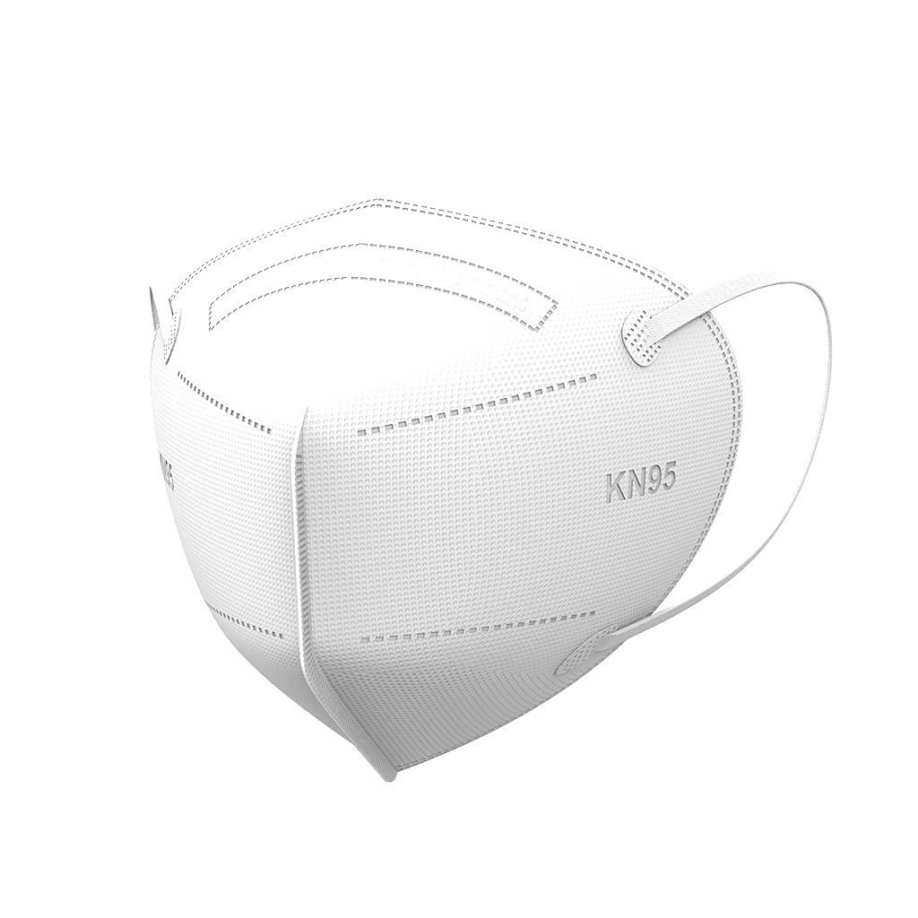 YIDERBO KN95 Face Masks 50Pack, 5-Ply Breathable Disposable Face Mask Filter Efficiency≥95%, White
